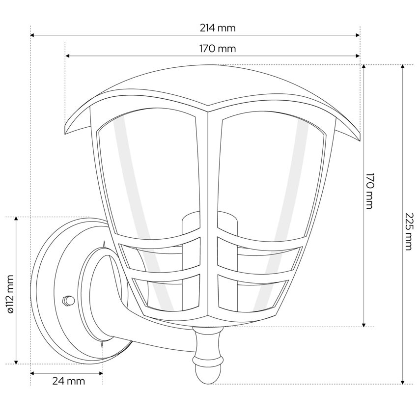 Applique extérieure IMMA BLACK UP E27 noir IP44 EDO777378 EDO Solutions - Vente en ligne de ...